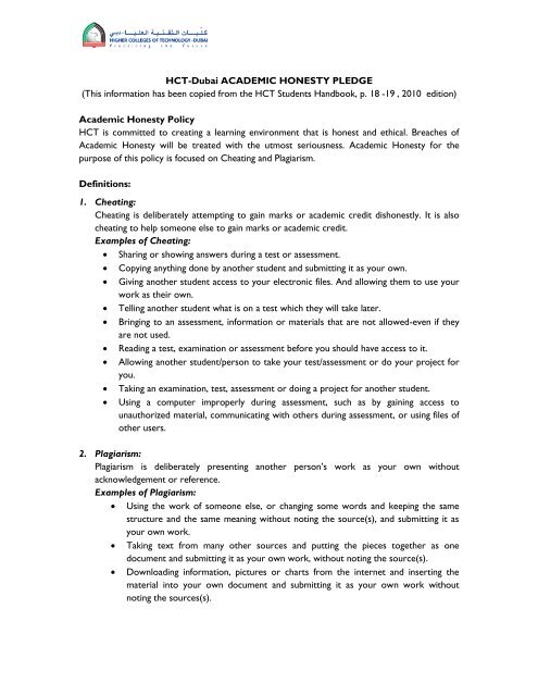 Academic Honesty Agreement