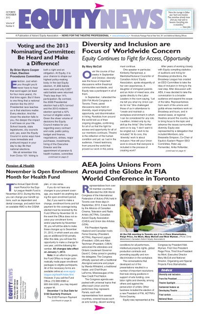 Equity News - Volume 97, Issue 8 - Oct/Nov - Actors