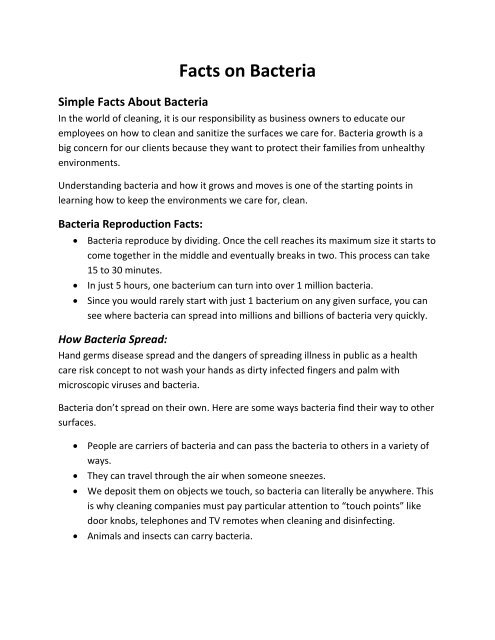 Facts on Bacteria