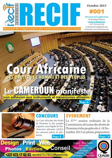 RECIF Magazine N°001 _ Octobre 2015