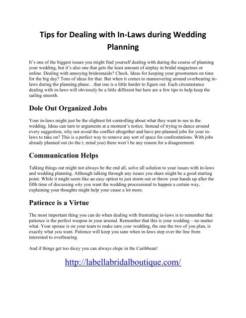 Tips for Dealing with In-Laws during Wedding Planning