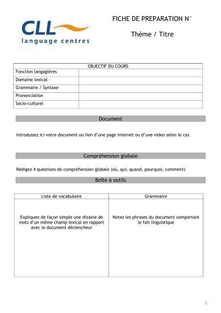 fiche de preparation