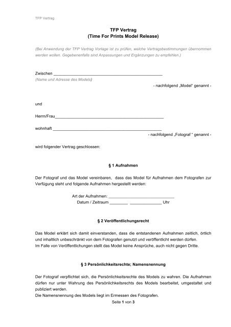DOWNLOAD: TFP Model Vertrag