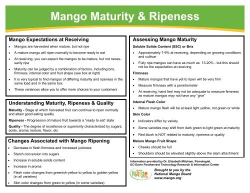 Mango Maturity & Ripeness - National Mango Board