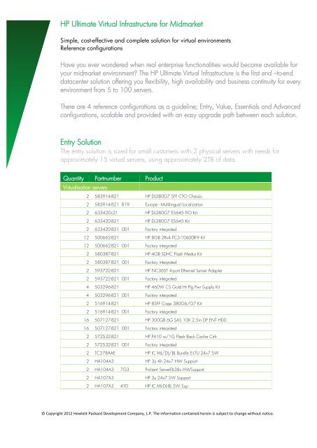 HP Ultimate Virtual Infrastructure for Midmarket - Hewlett Packard - HP