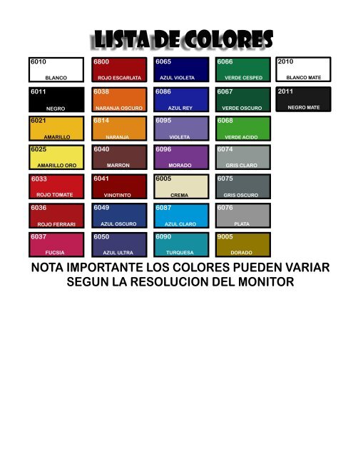 COLORES VINIL AUTODHESIVO GENERAL