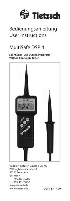 Bedienungsanleitung User Instructions MultiSafe DSP 4 - bei Tietzsch