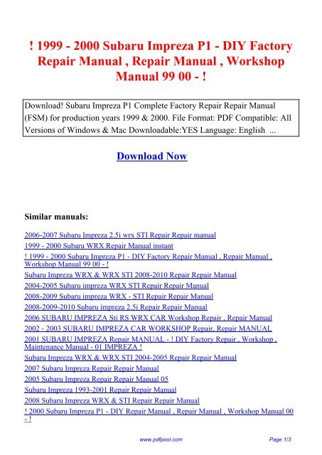 1999-2000_Subaru_Impreza_P1-DIY_Factory_Repair_Manual_Repair_Manual ...