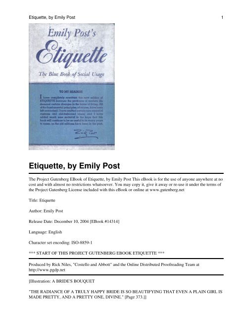 Emily Post's Etiquette