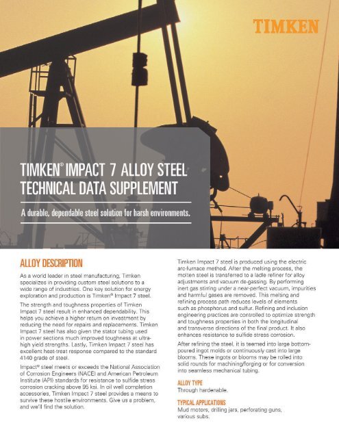 Timken Impact 7 Alloy Steel