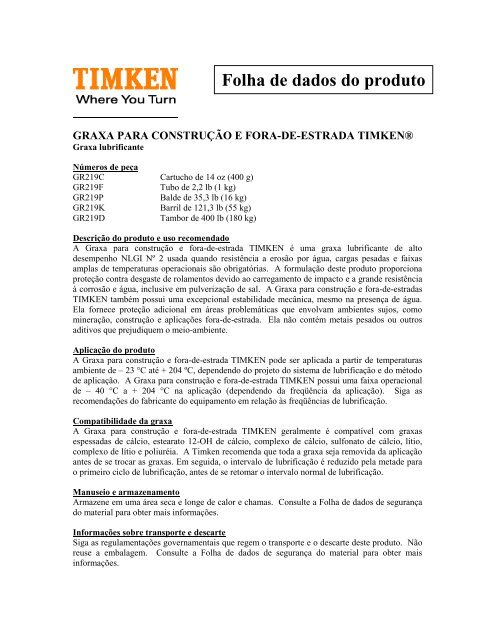 Lubricating Grease - Timken