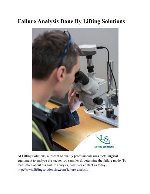 Failure Analysis Done By Lifting Solutions
