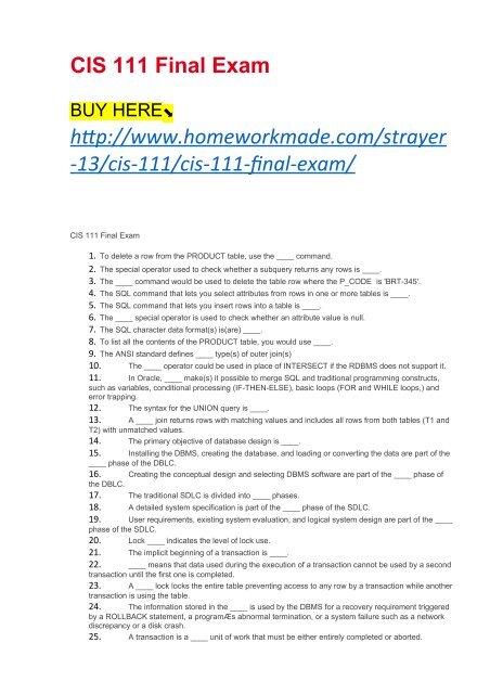 CIS 111 Final Exam