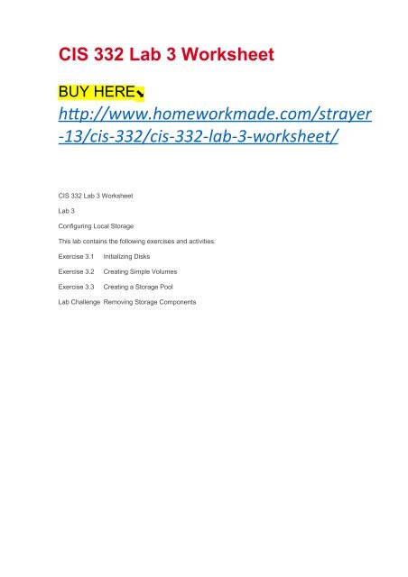 CIS 332 Lab 3 Worksheet