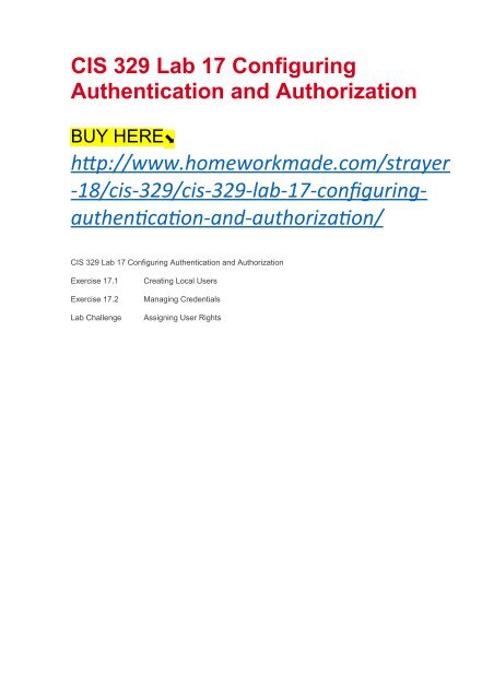 CIS 329 Lab 17 Configuring Authentication and Authorization