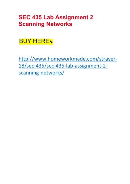 SEC 435 Lab Assignment 2 Scanning Networks