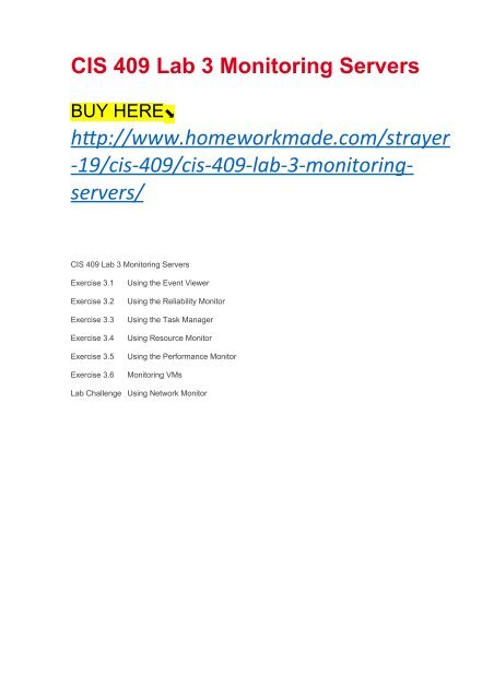 CIS 409 Lab 3 Monitoring Servers