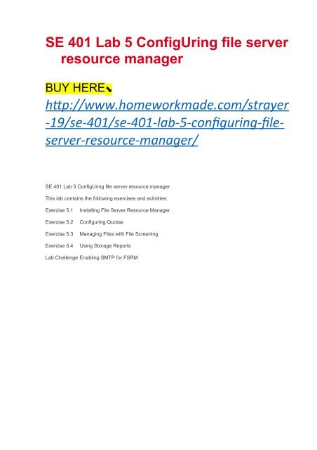 SE 401 Lab 5 ConfigUring file server resource manager
