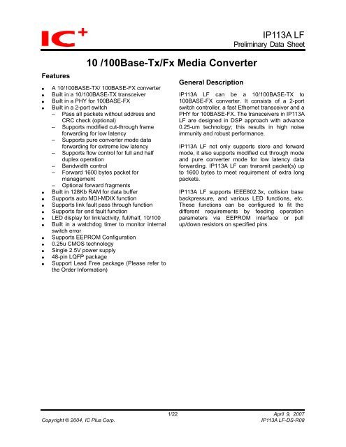 10 /100Base-Tx/Fx Media Converter