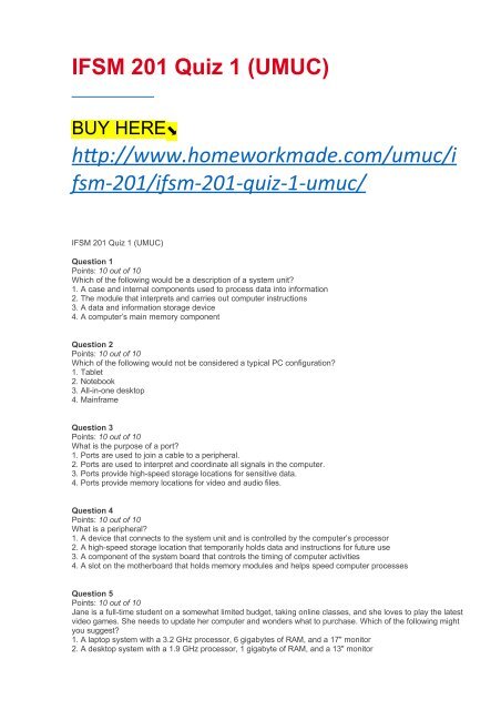 IFSM 201 Quiz 1 (UMUC)