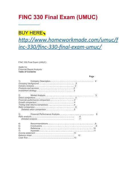 FINC 330 Final Exam (UMUC)