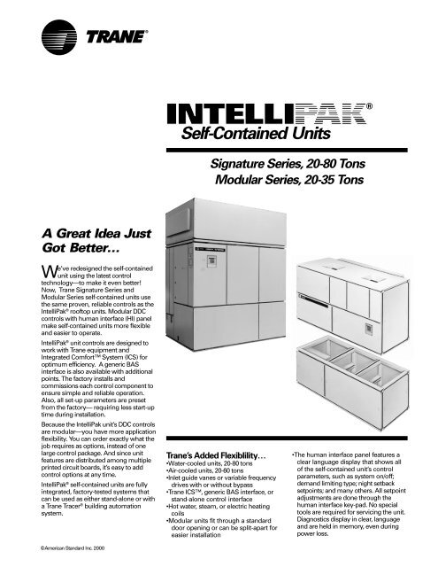 Intellipak(R) Self-Contained Units Signature Series, 20-80 ... - Trane