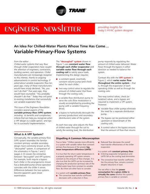 Variable-Primary-Flow Systems - Trane