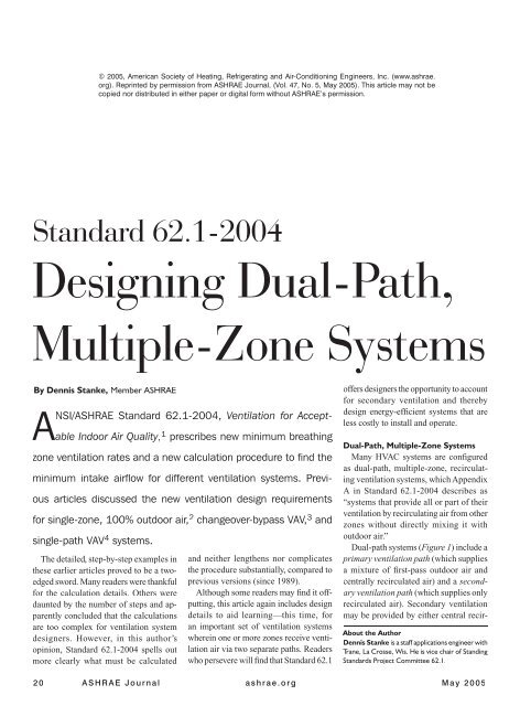 Designing Dual-Path, Multiple-Zone Systems - Trane