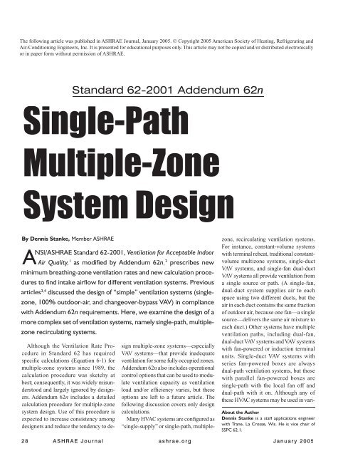 Single-Path Multiple-Zone System Design - Trane