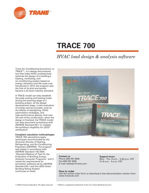 TRACE 700 HVAC load design & analysis software - Trane