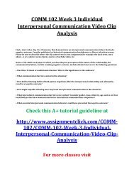 COMM 102 Week 3 Assignment Interpersonal Communication Video Clip Analysis