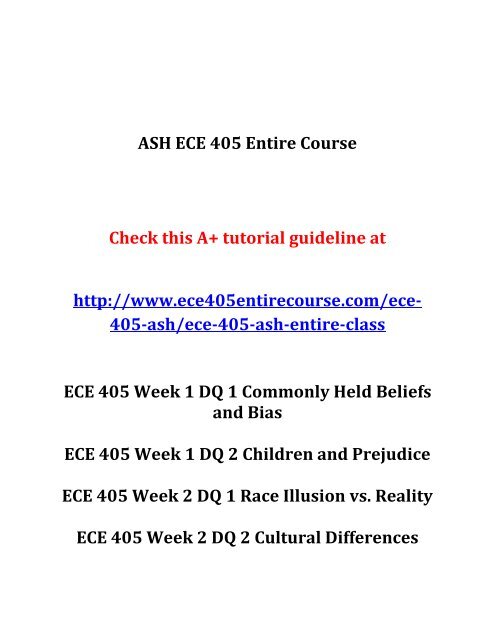 ASH ECE 405 Entire Course