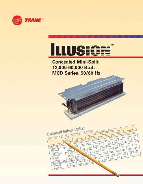 Concealed Mini-Split 12000-60000 Btuh MCD Series, 50/60 ... - Trane