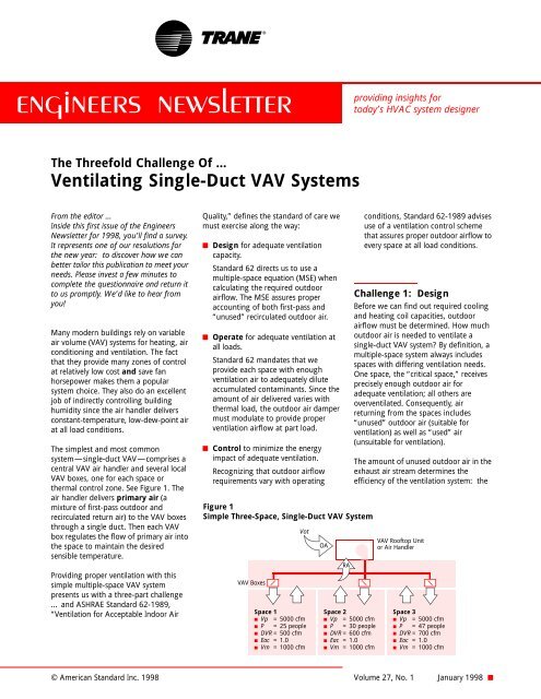 The Threefold Challenge Of Ventilating Single-Duct VAV ... - Trane