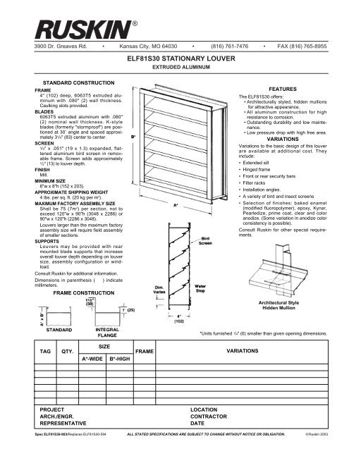 ELF81S30 STATIONARY LOUVER