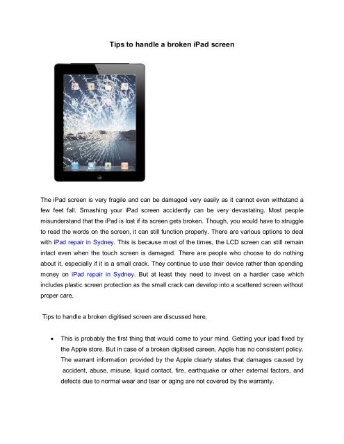 Tips to handle a broken iPad screen