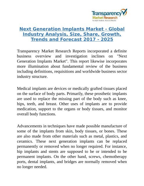 Next Generation Implants Market
