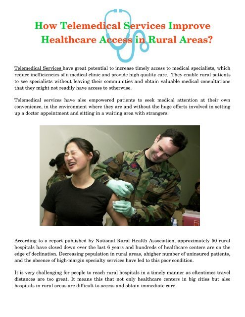 How Telemedical Services Improve Healthcare Access in Rural Areas?
