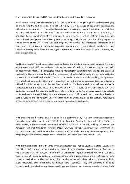 Non Destructive Testing (NDT) Training, Certification and Consulting ...