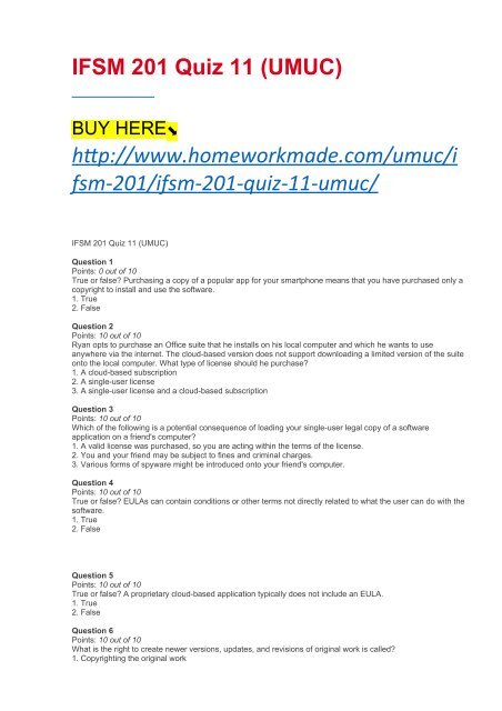 IFSM 201 Quiz 11 (UMUC)