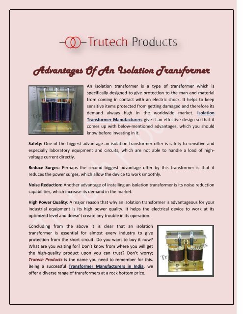 Advantages-Of-An-Isolation-Transformer