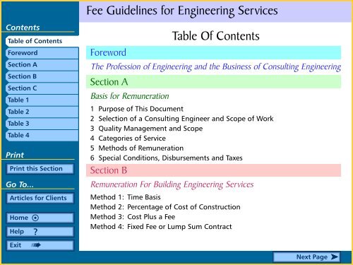 Fee Guidelines for Engineering Services Table Of Contents - APEGBC Fee Guidelines for Engineering Services Table Of Contents - APEGBC