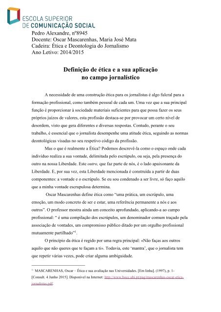 Definição de ética e a sua aplicação