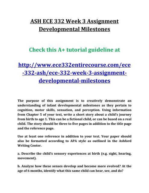 ASH ECE 332 Week 3 Assignment Developmental Milestones