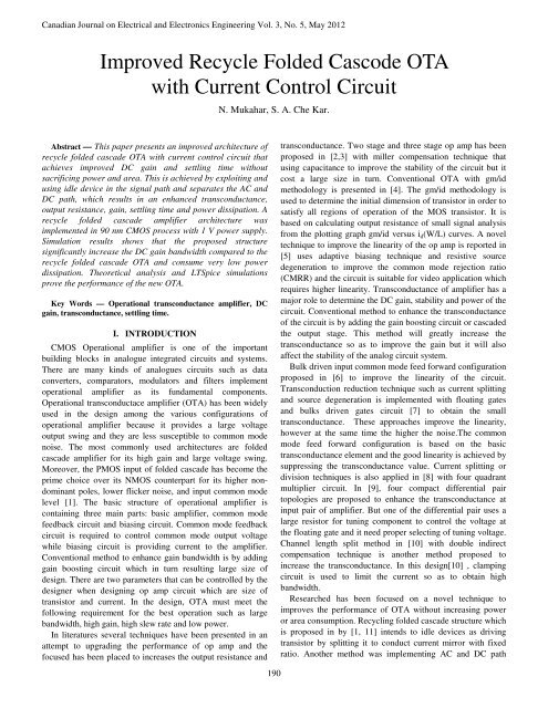 Improved Recycle Folded Cascode OTA with Current ... - AM Publisher
