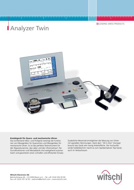 Analyzer Twin - Witschi Electronic AG