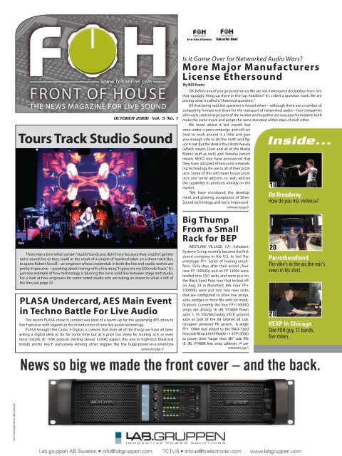 Tours Track Studio Sound - FOH