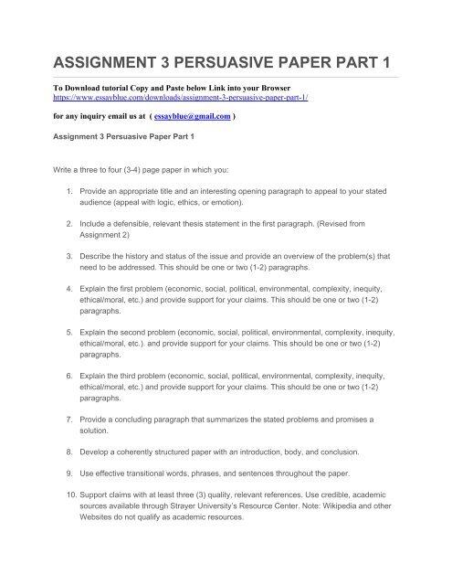 ASSIGNMENT 3 PERSUASIVE PAPER PART 1