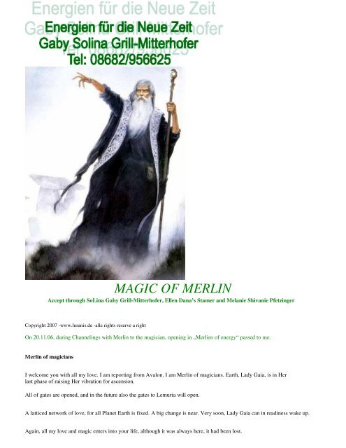 MAGIC OF MERLIN - Ascendedmasters.org