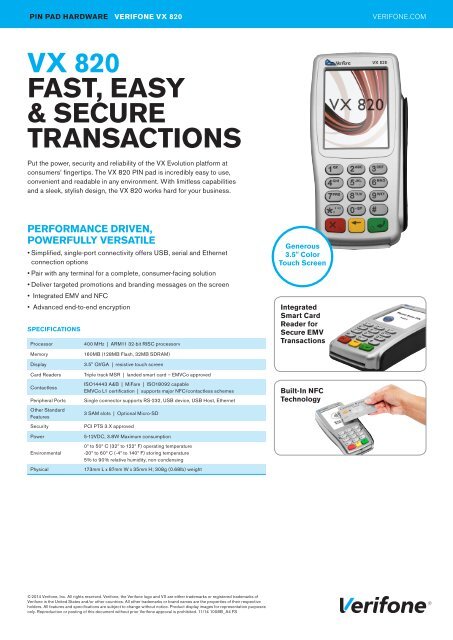 Verifone VX820 Datasheet